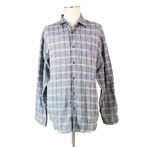 Cubavera | Shirts | Cubavera Shirt Mens Large Blue Long Sleeve Linen ...